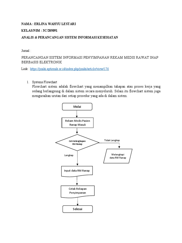 t3 205091 Erlina Wahyu Tugas Flowchart | PDF