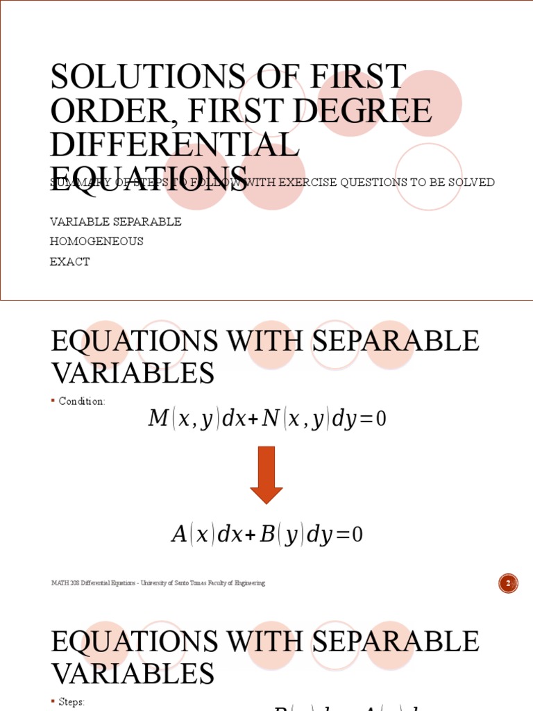 Solutions of First Order, First Degree Differential Equations | PDF ...