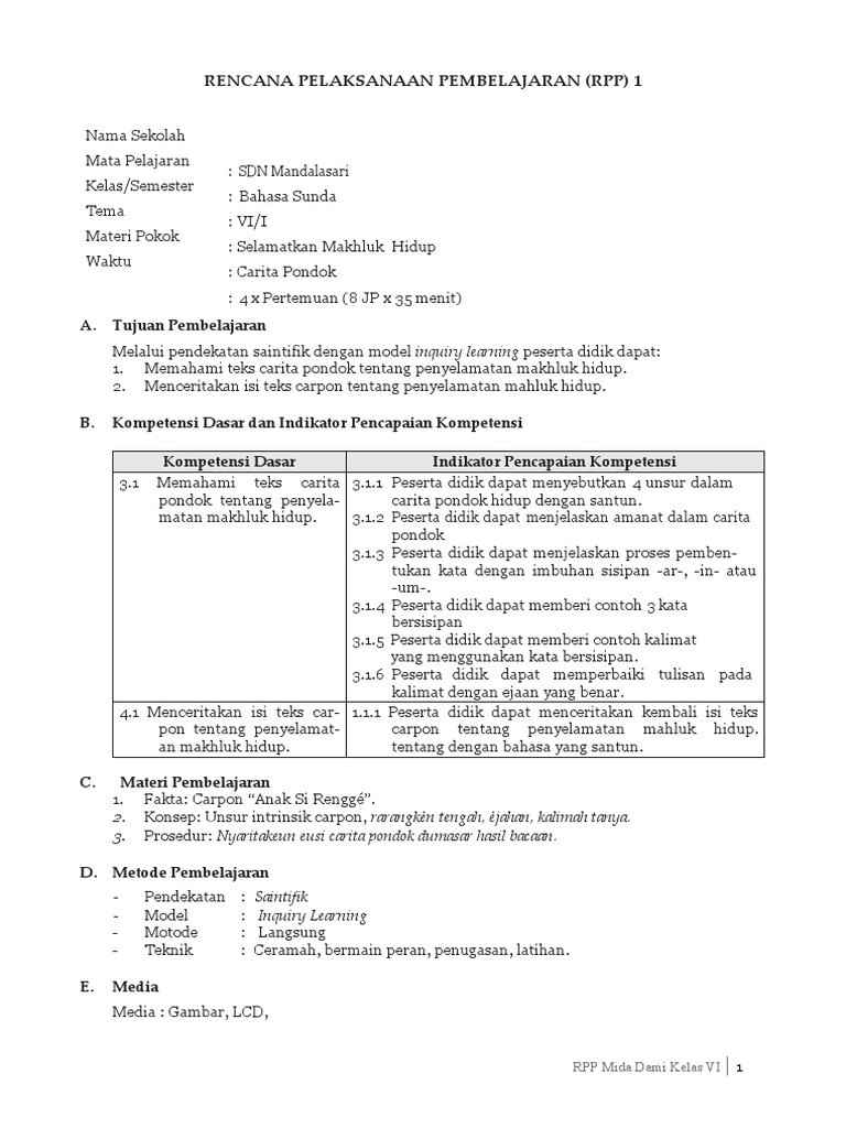 RPP Mida Dami KLS 6 | PDF