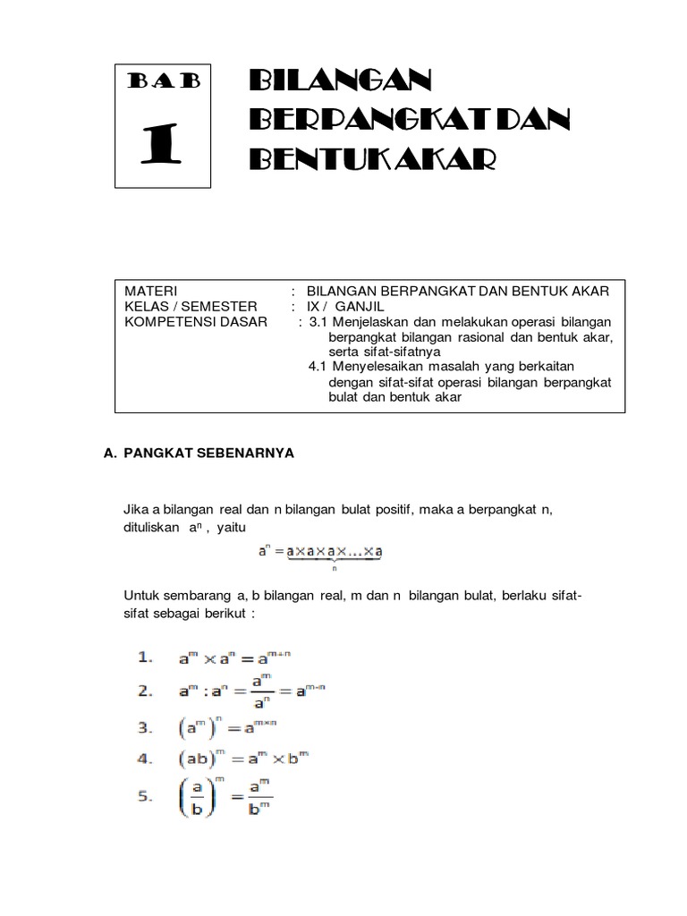 Bab 1 Pangkat & Bentuk Akar | PDF