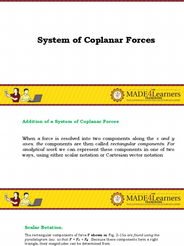 Lesson 2 Topic 1 Systems Of Coplanar Forces Pdf Euclidean Vector Cartesian Coordinate System