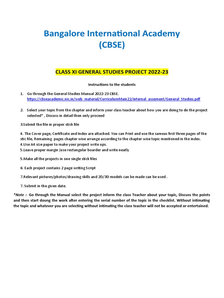 Gen Studies Class XI 2022-23 | PDF