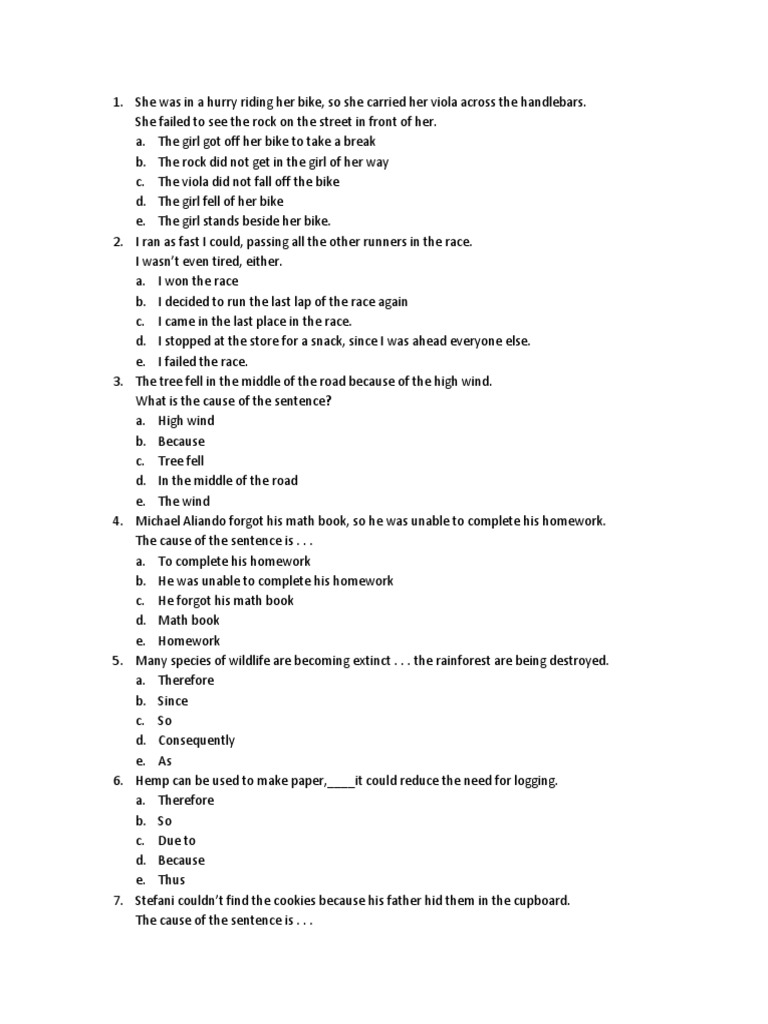 Soal Cause Dan Effect | PDF | Fat