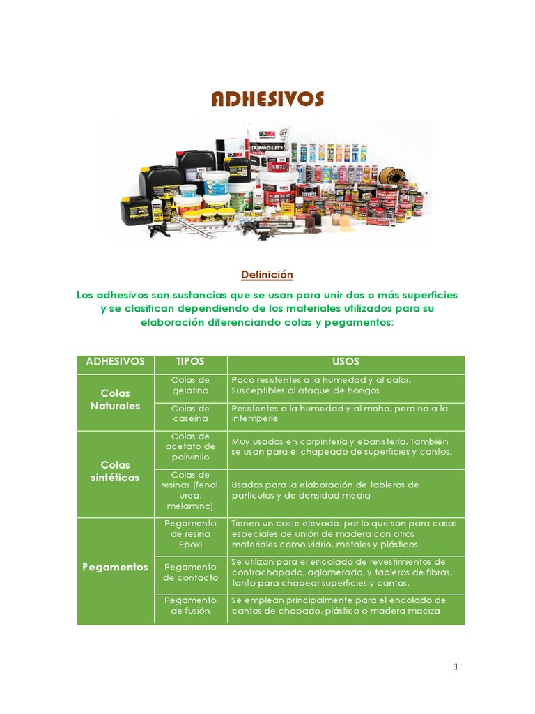 Tipos y usos de adhesivos y pegamentos | PDF | Madera | Epoxy