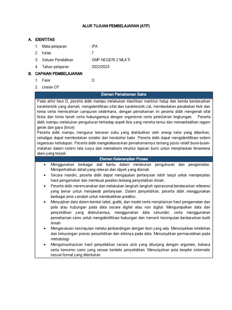 ATP IPA Kelas 7 SMP Negeri 2 Mlati | PDF | Komputer