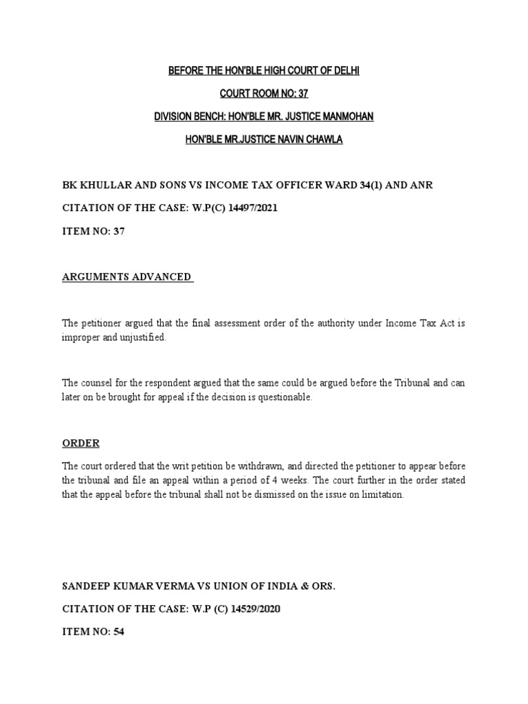 Court No. 37 - Delhi High Court | PDF | Appeal | Public Law