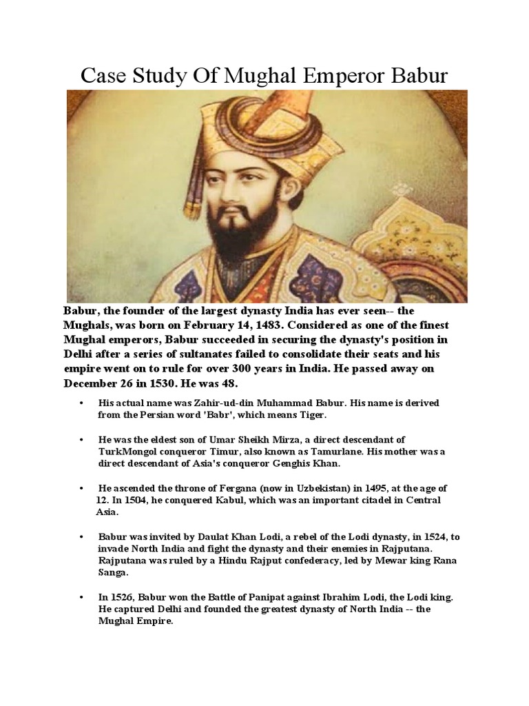 Case Study of Babur | PDF | Timurid Dynasty