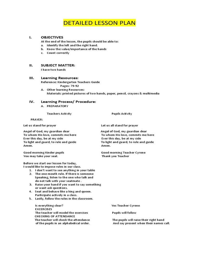 Detailed Lesson Plan | PDF | Teachers | Lesson Plan