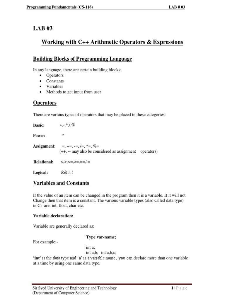Lab Session 3 | PDF | Data Type | Integer (Computer Science) Lab Session 3 | PDF | Data Type | Integer (Computer Science)