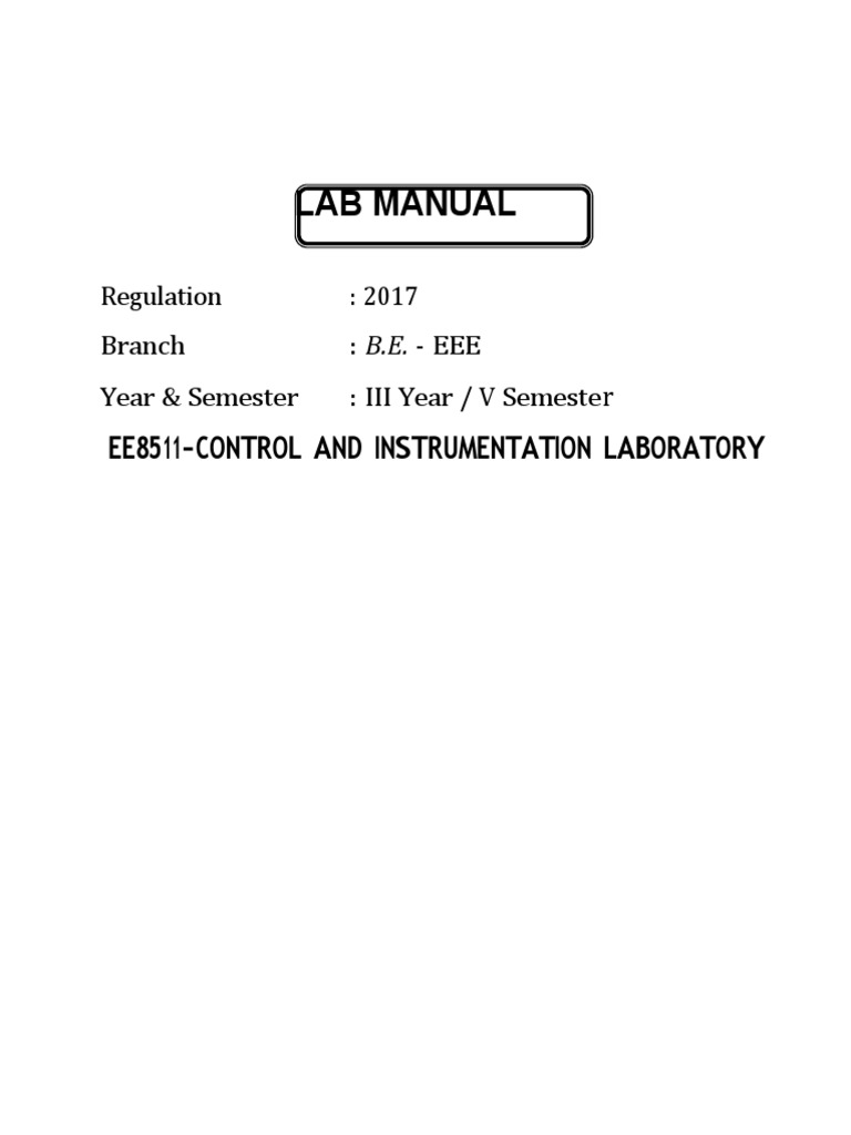 Ee8511 Control and Instrumentation Laboratory PMC | PDF | Operational ...