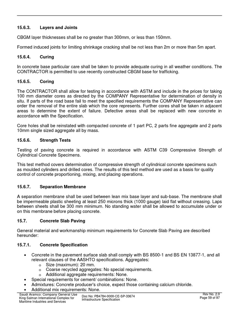 Paving Specifications | PDF | Concrete | Economic Sectors