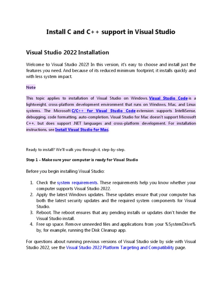 Visual Studio 2022 Installation Guide | PDF | Microsoft Visual Studio ...