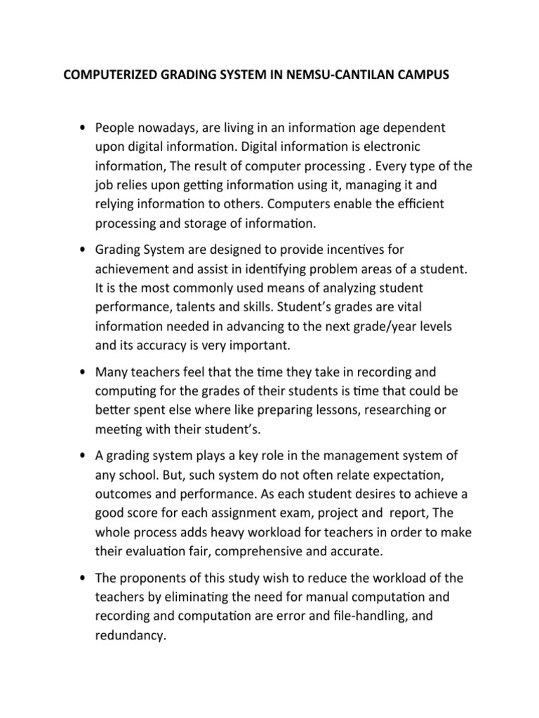 Computerized Grading System in Nemsu | PDF