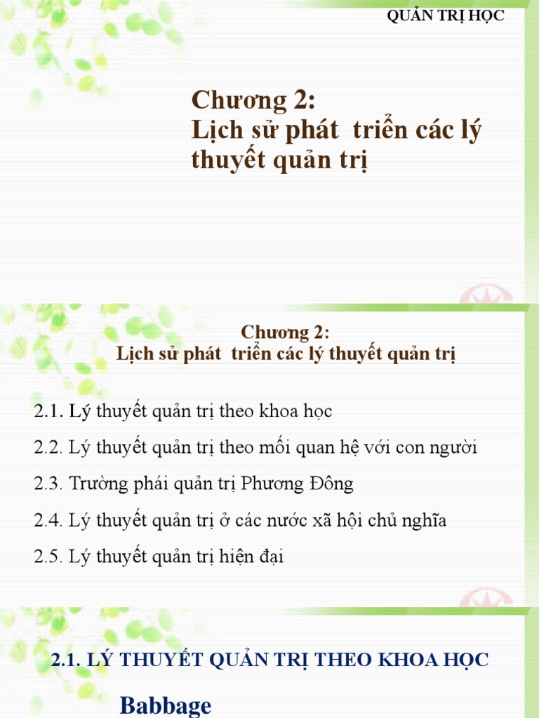 QTH C2. Lịch sử các học thuyết quản trị | PDF
