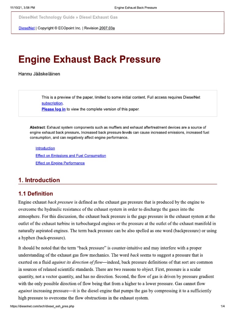 Engine Backpressure Explained | PDF | Computers