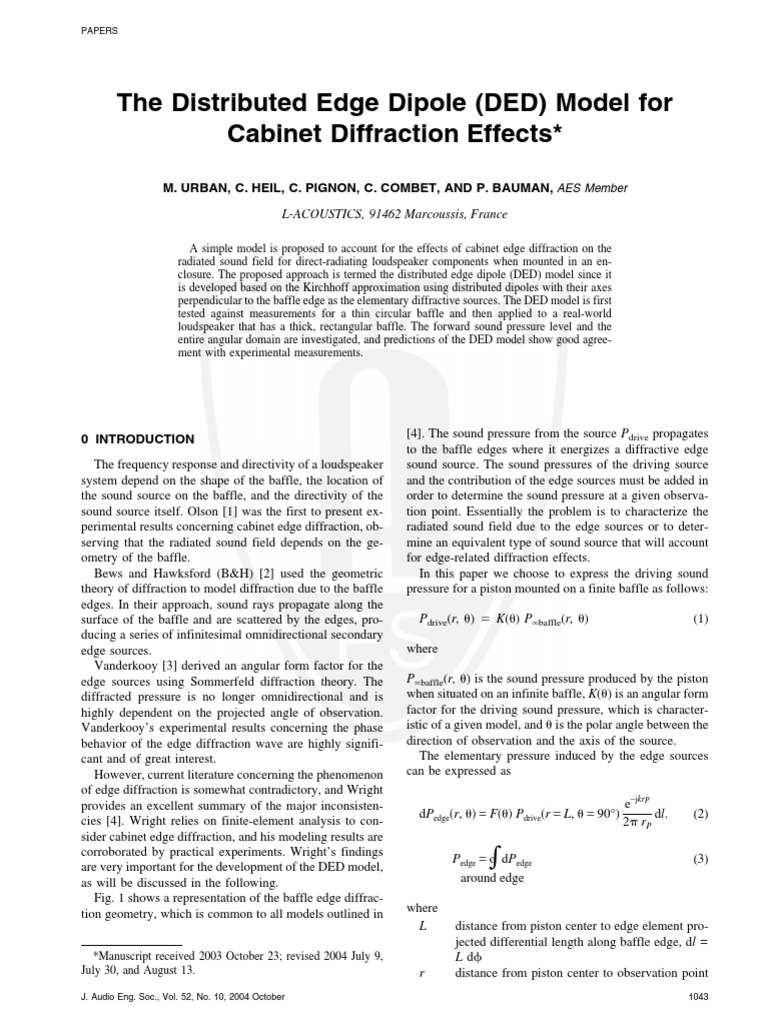 The Distributed Edge Dipole (DED) Model For Cabinet Diffraction Effects ...