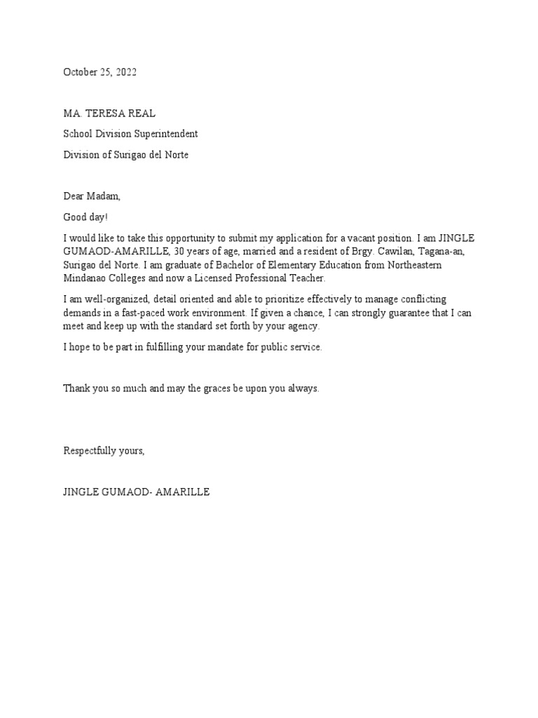 Application Letter | PDF