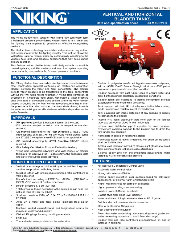 Viking Bladder Tanks - en | PDF | Valve | Stainless Steel