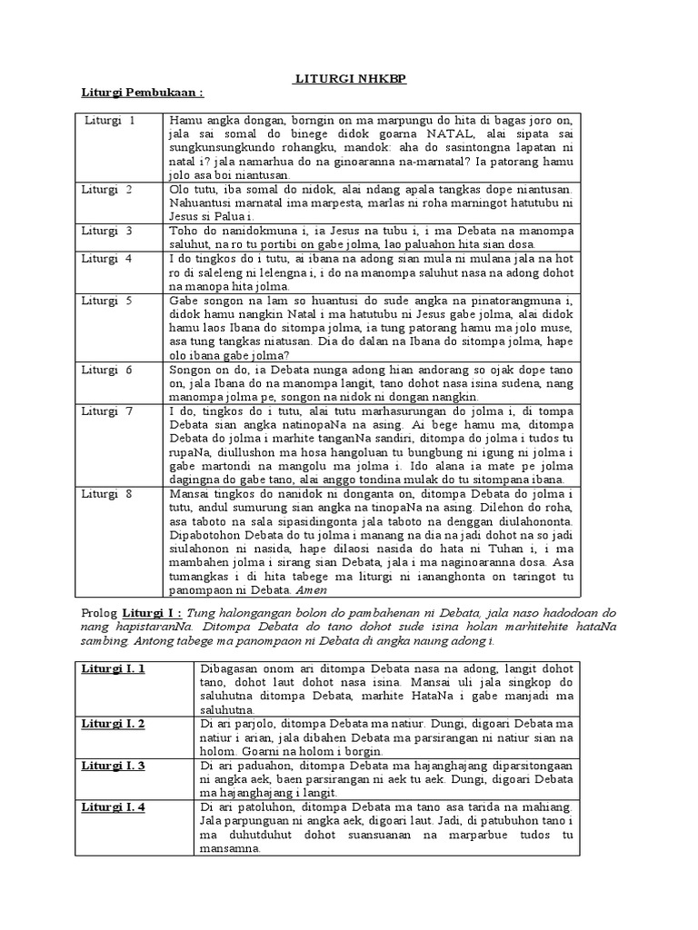 Liturgi NHKBP & Exaudi (Gabung) | PDF