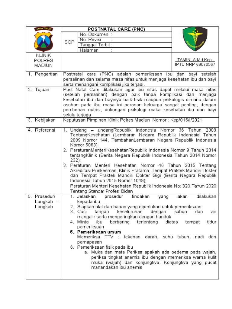 Sop Postnatal Care (PNC) | PDF