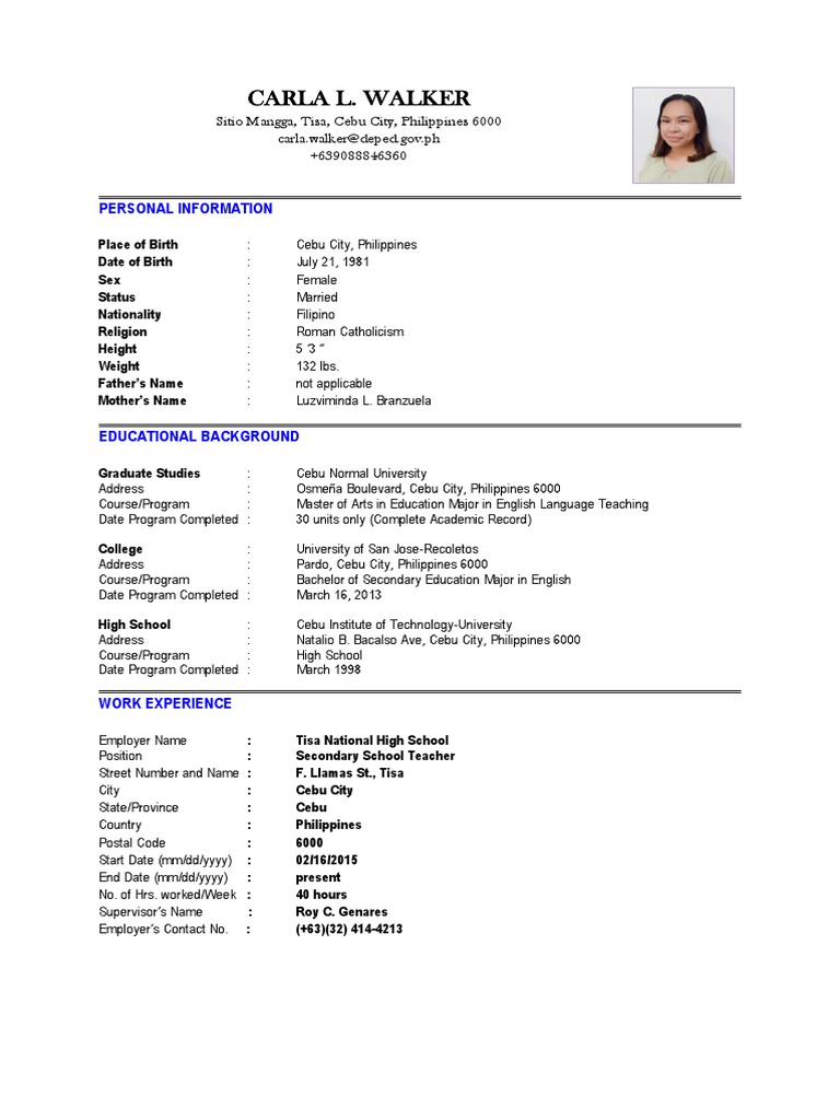 Resume Carla Walker | PDF | Teachers | Schools