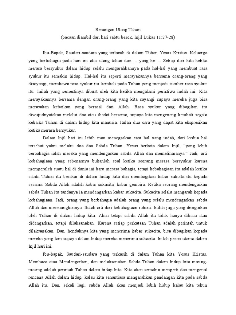 Renungan Ulang Tahun | PDF