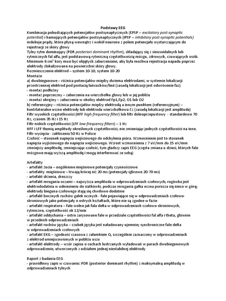 Podstawy EEG | PDF