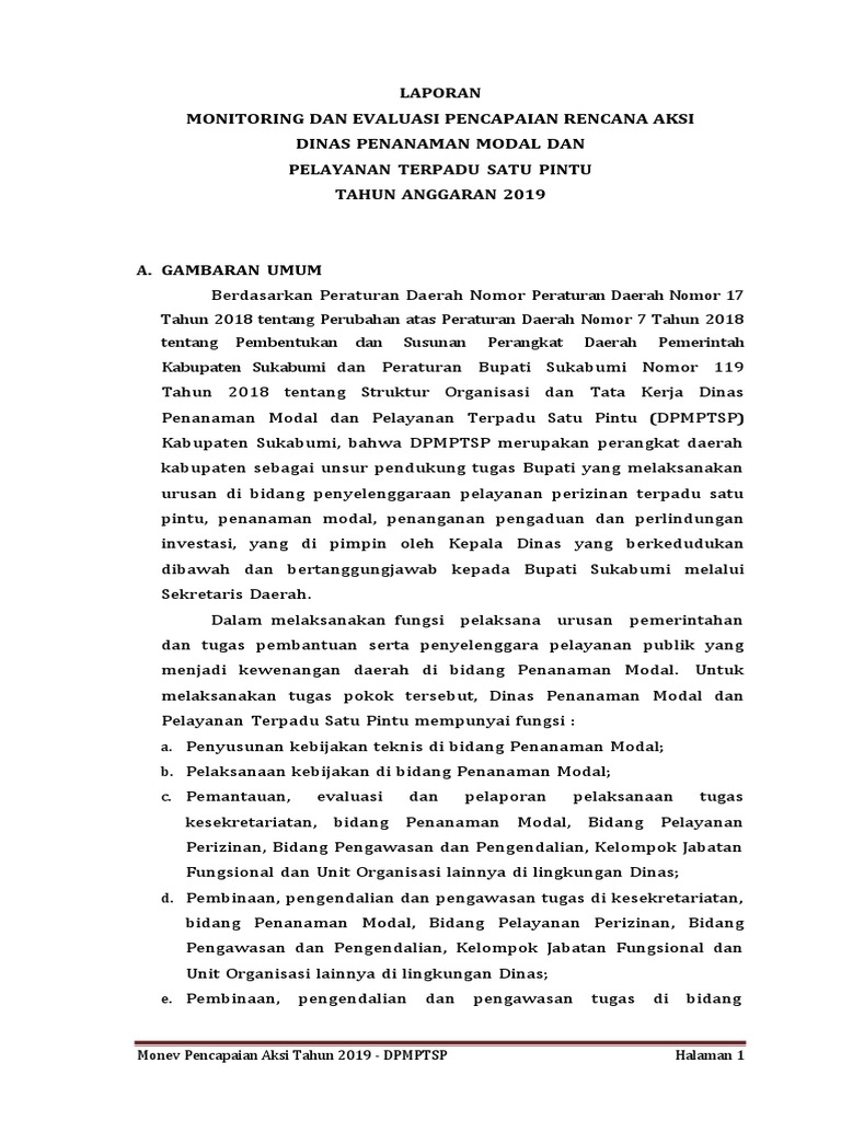 Contoh Laporan Monev Rencana Aksi | PDF