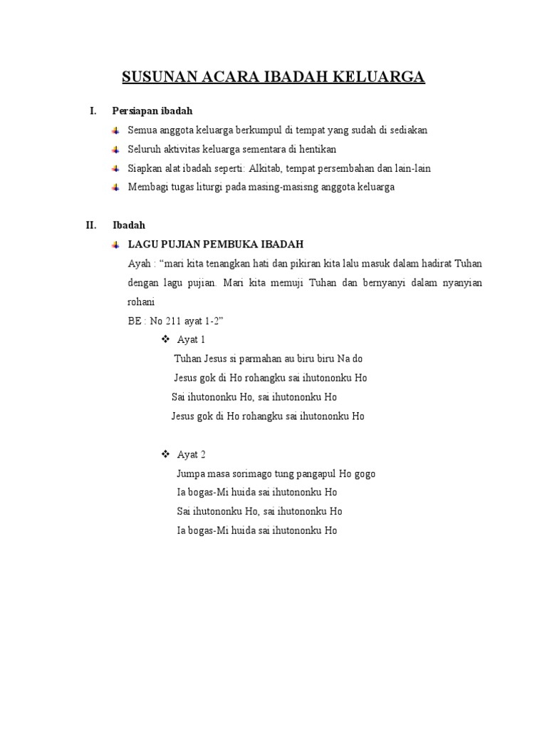 Susunan Acara Ibadah Keluarga | PDF