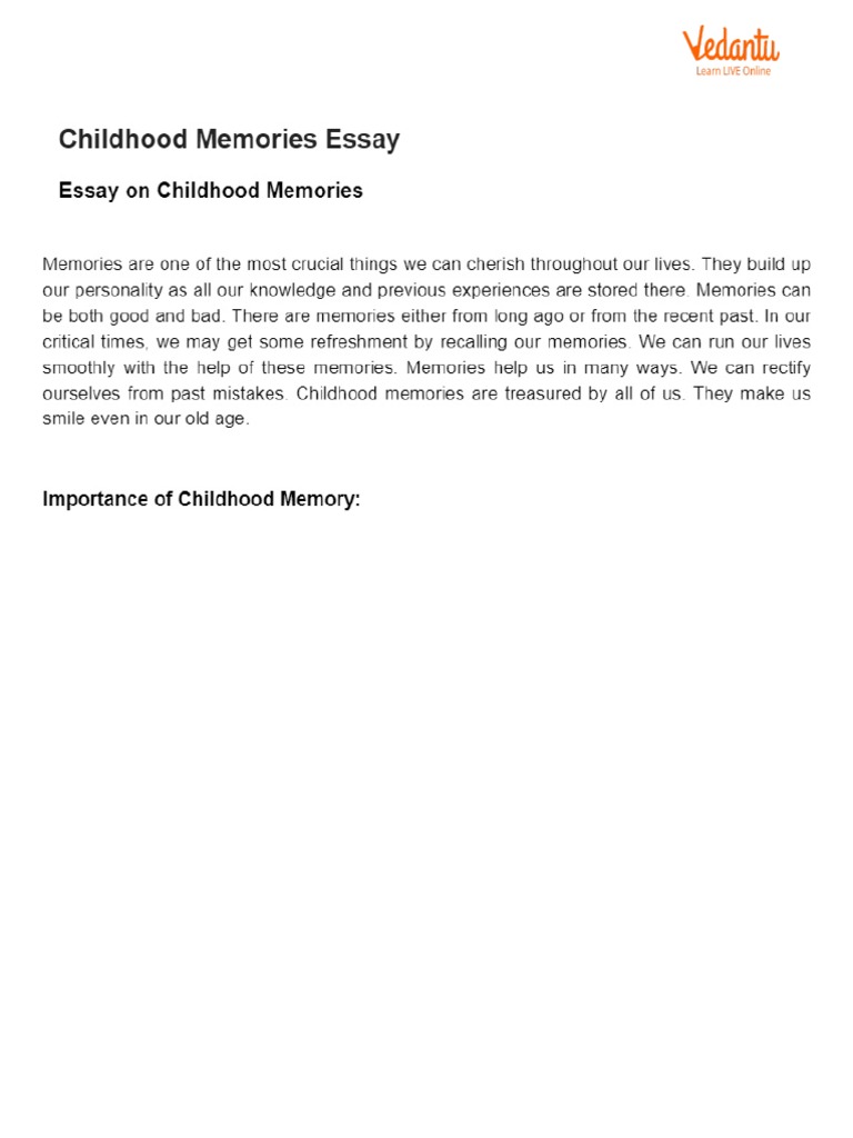 Childhood Memories Essay | PDF