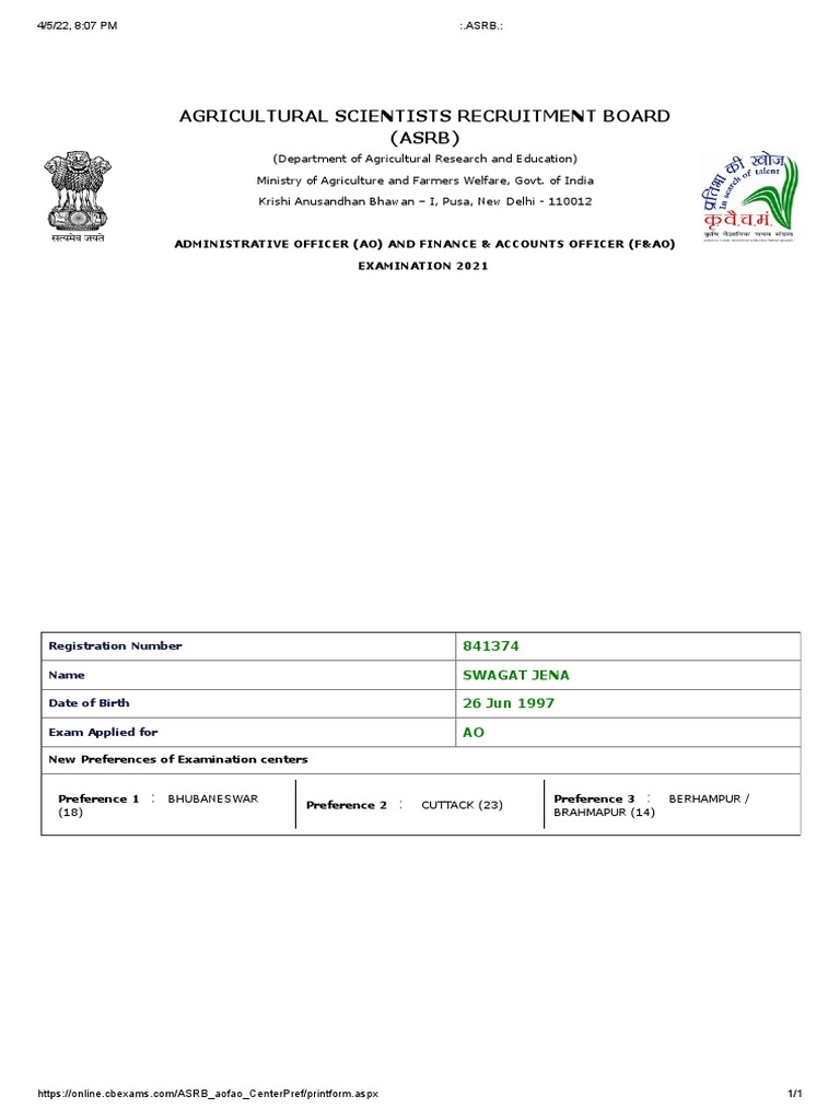 .ASRB. - Exam | PDF