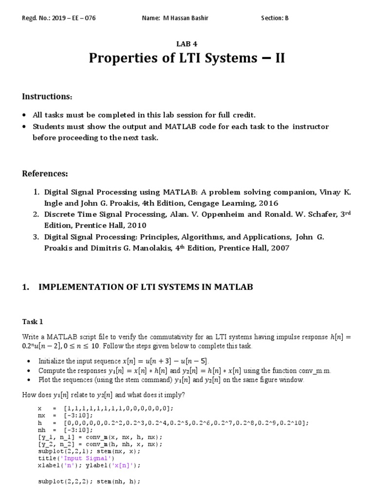 2019ee76 - LAB4 DSP | PDF | Recurrence Relation | Electrical Engineering