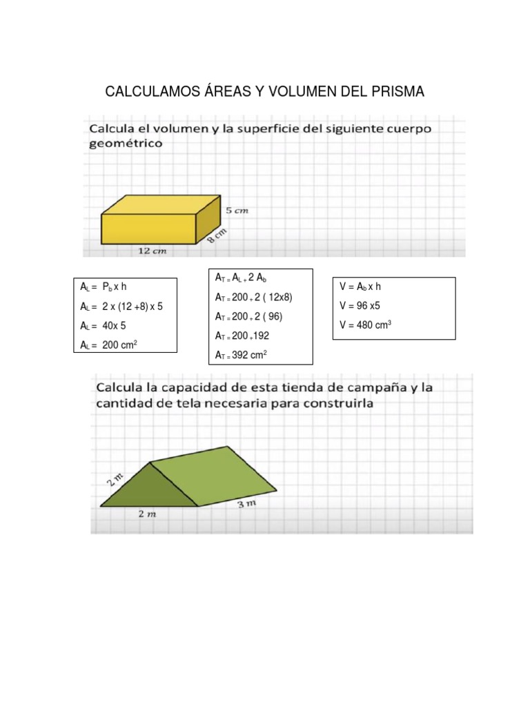 Reforzamiento - Calculamos Áreas y Volumen Del Prisma - 05-10-22 | PDF