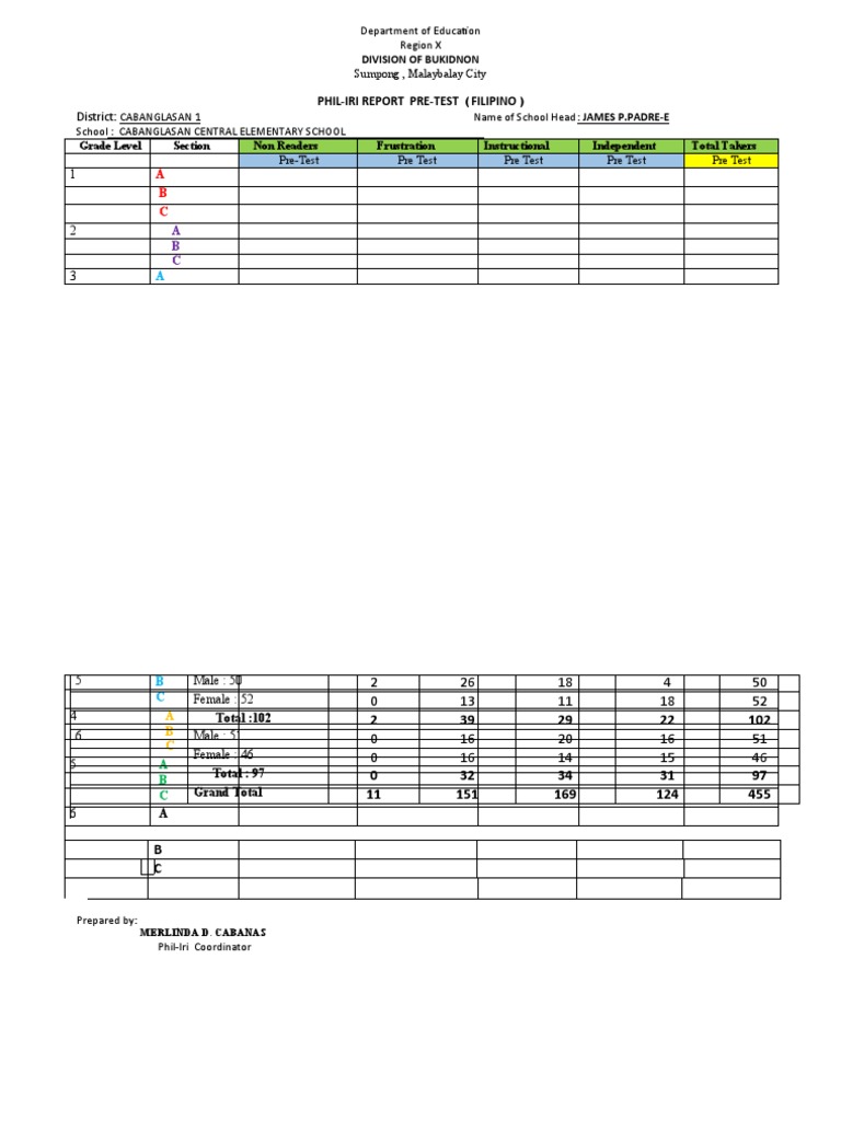 Phil-Iri Consolidated Form | PDF | Medical Specialties | Theory Of Medicine