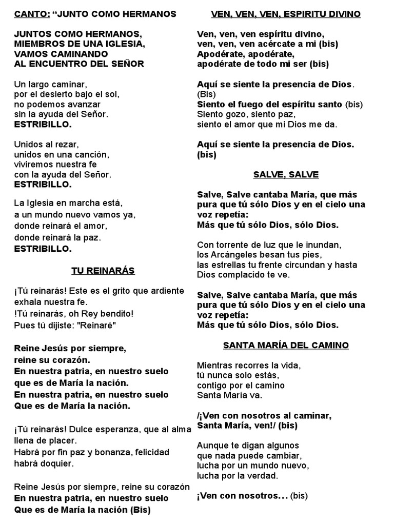 Himnos y canciones dedicados a María y a la presencia de Dios | PDF | María, madre de Jesús | Amor