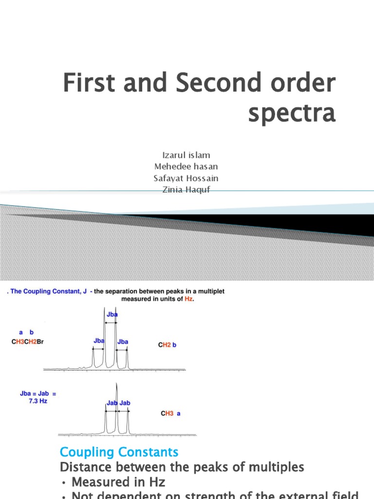 First and Second Order NMR Spectra | PDF
