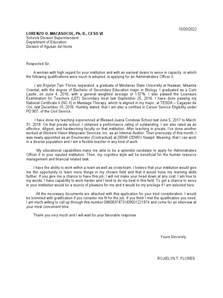 Application Letter For Deped | PDF | Behavior Modification | Cognitive Science