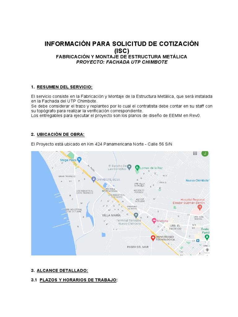Informacion para Cotizar EEMM UTP Chimbote | PDF | Materiales de ...