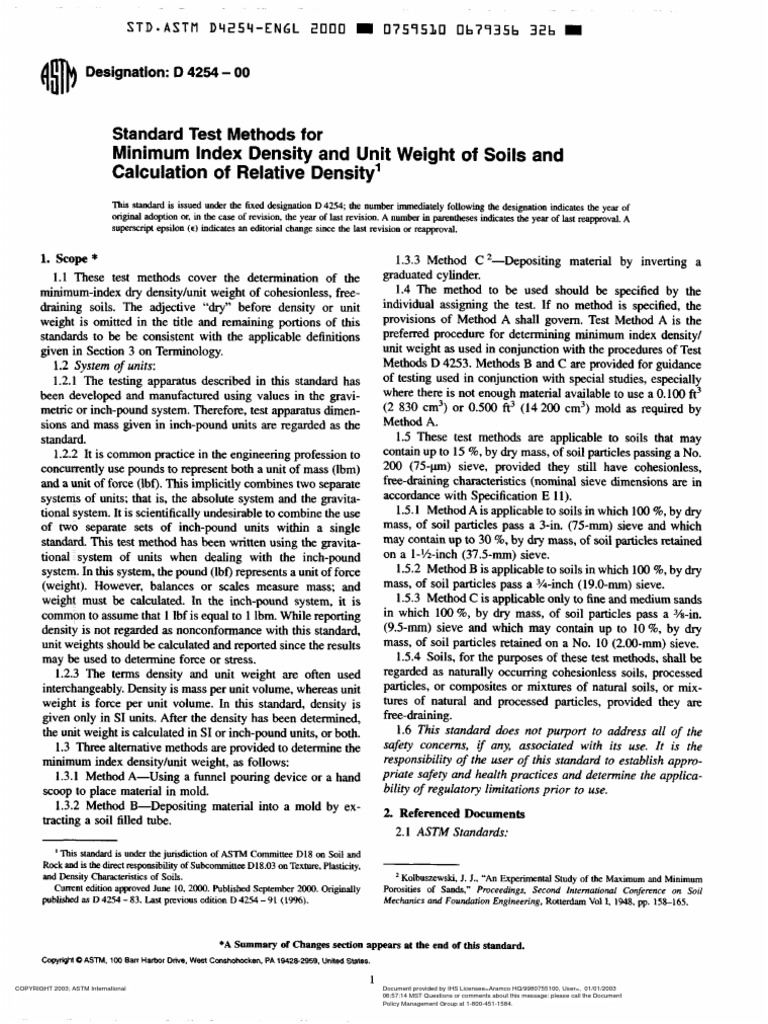 ASTM D4254.pdf-1-01-03 | PDF | Density | Soil