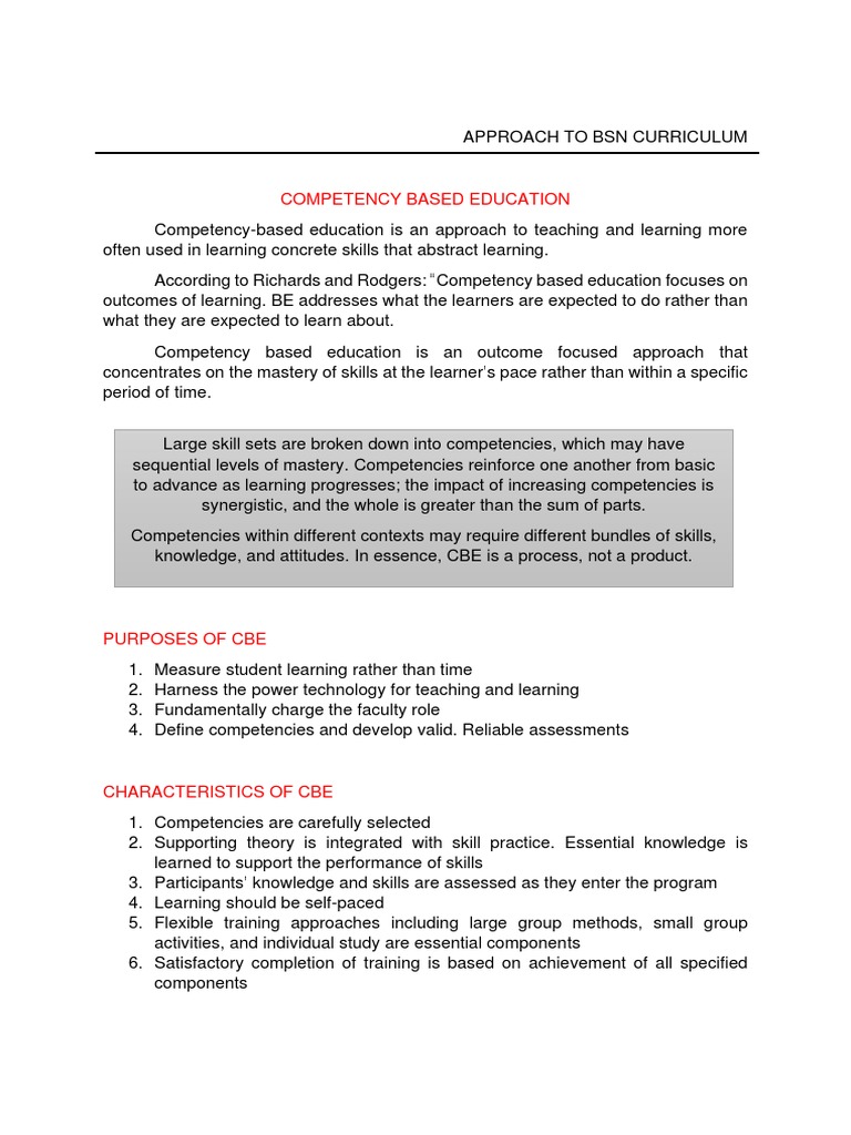 Approach To BSN Curriculum | PDF | Nursing | Curriculum