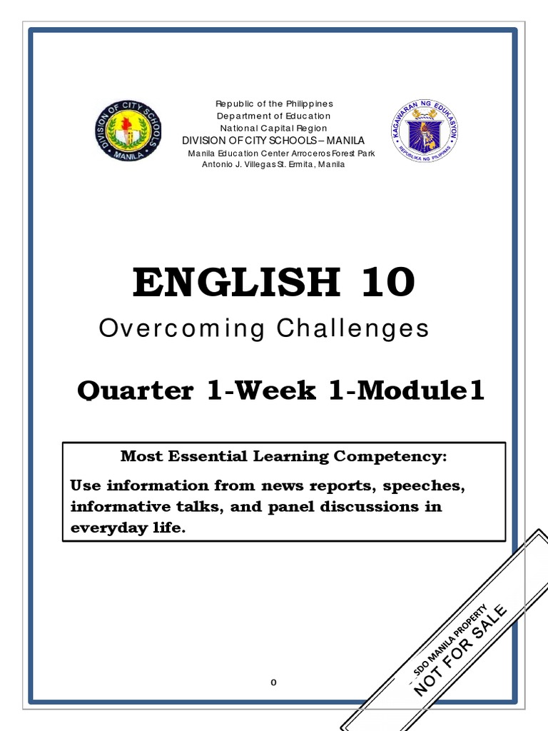 ENGLISH-10 Q1 Mod1 Overcoming-Challenges | PDF | Cyberbullying | Cyberspace