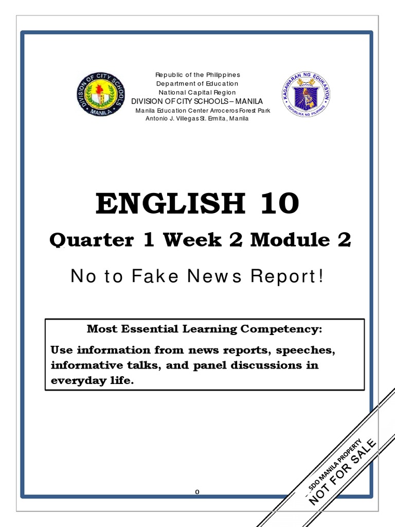 ENGLISH 10 - Q1 - Mod2 - Writing A News Report | PDF | News