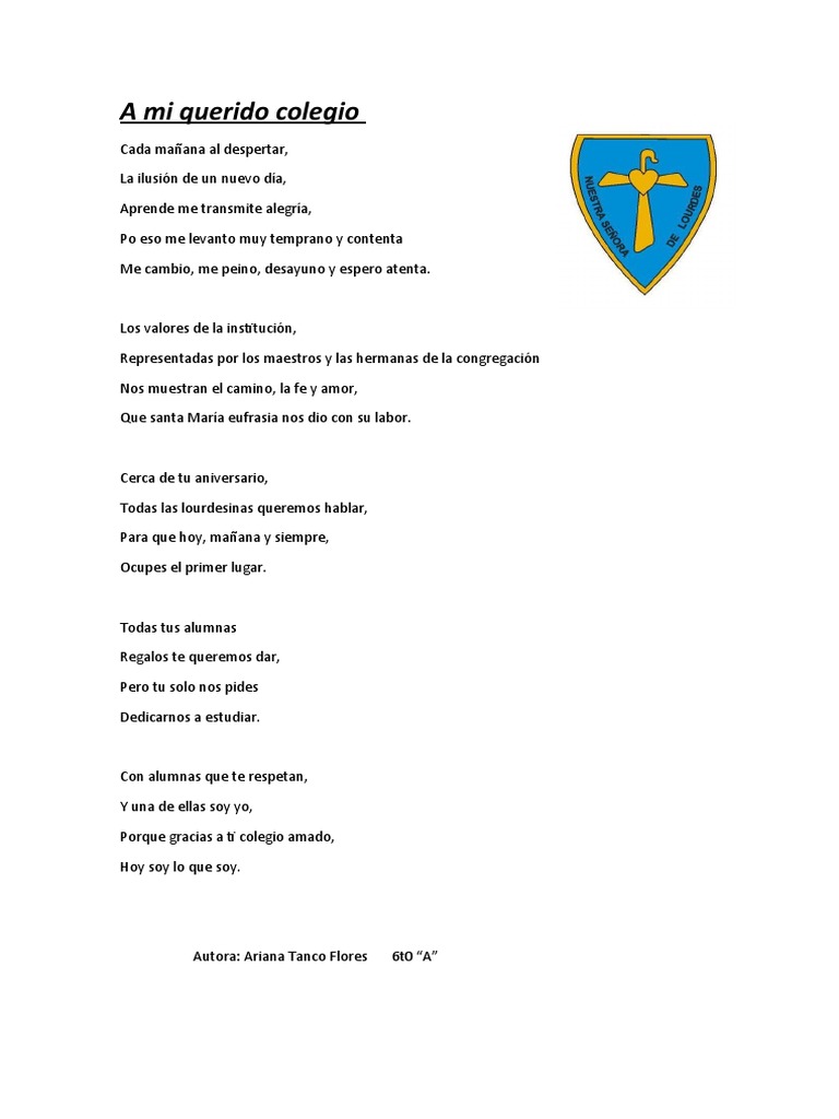 Poesía A Mi Querido Colegio | PDF