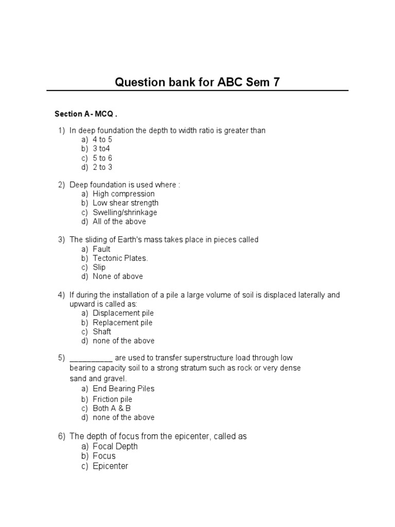 703 - ABCM EXAM - 20-21-Question Bank | PDF | Deep Foundation | Civil ...