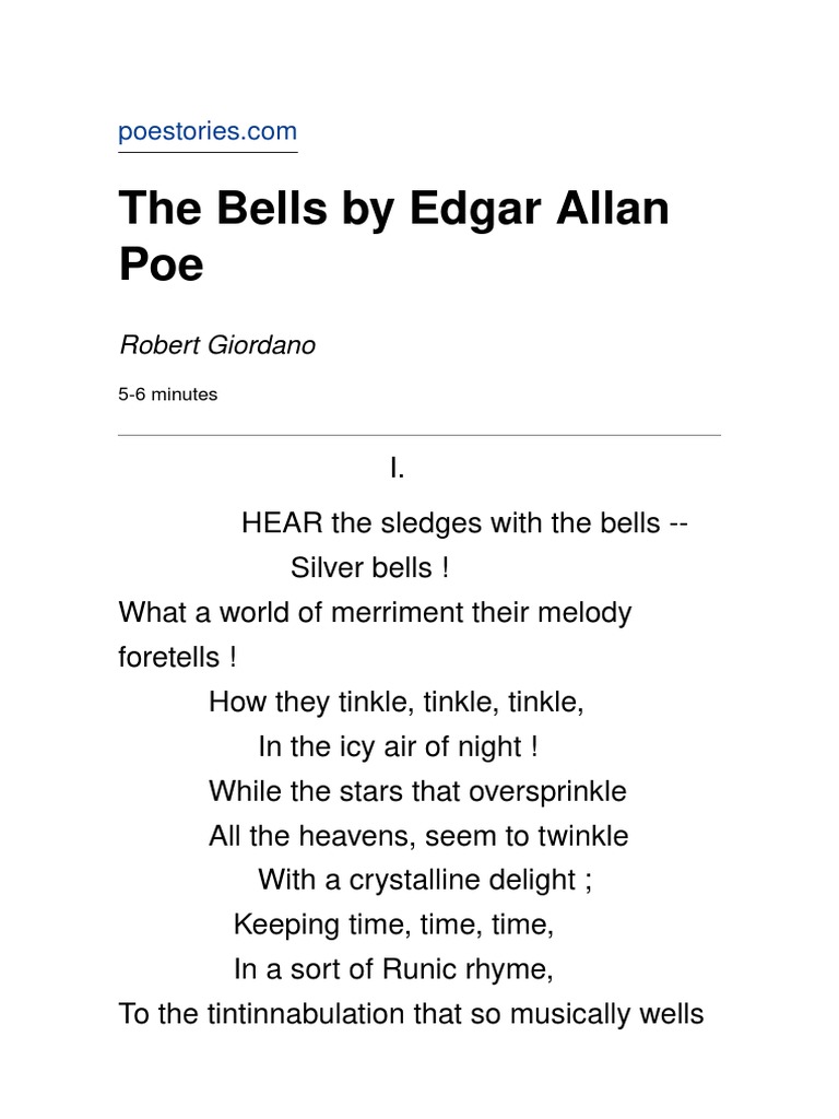 The Bells by Edgar Allan Poe | PDF | Poetry