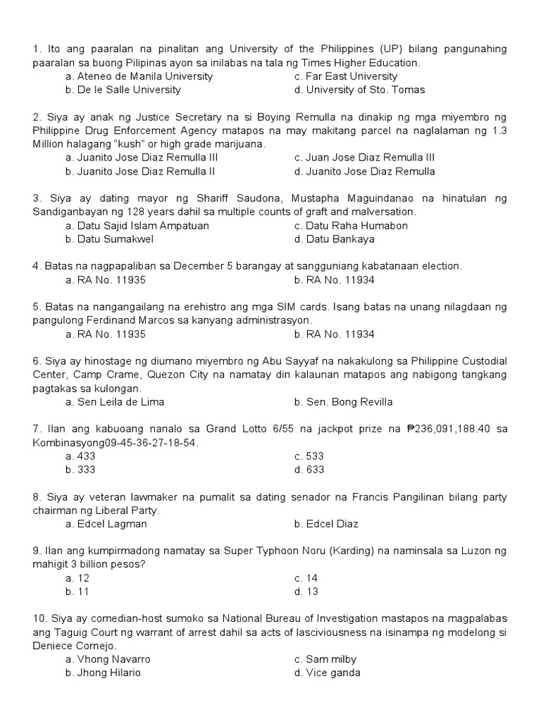Current Event Reviewer SY 2022 - 2023 | PDF