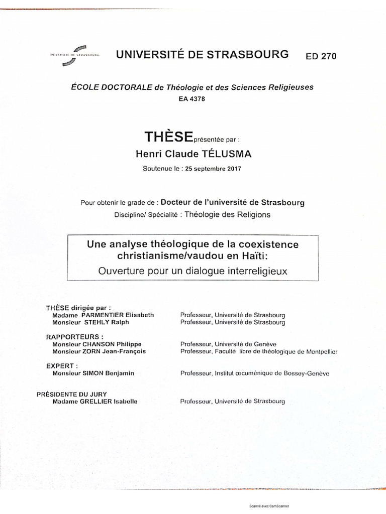 Henri Claude Télusma, Une Analyse Théologique de La Coexistence | PDF