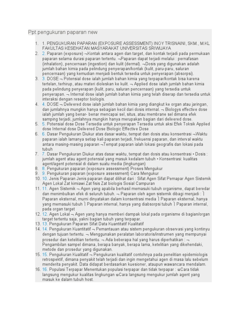 Pengukuran Paparan Lingkungan dan Dosis | PDF