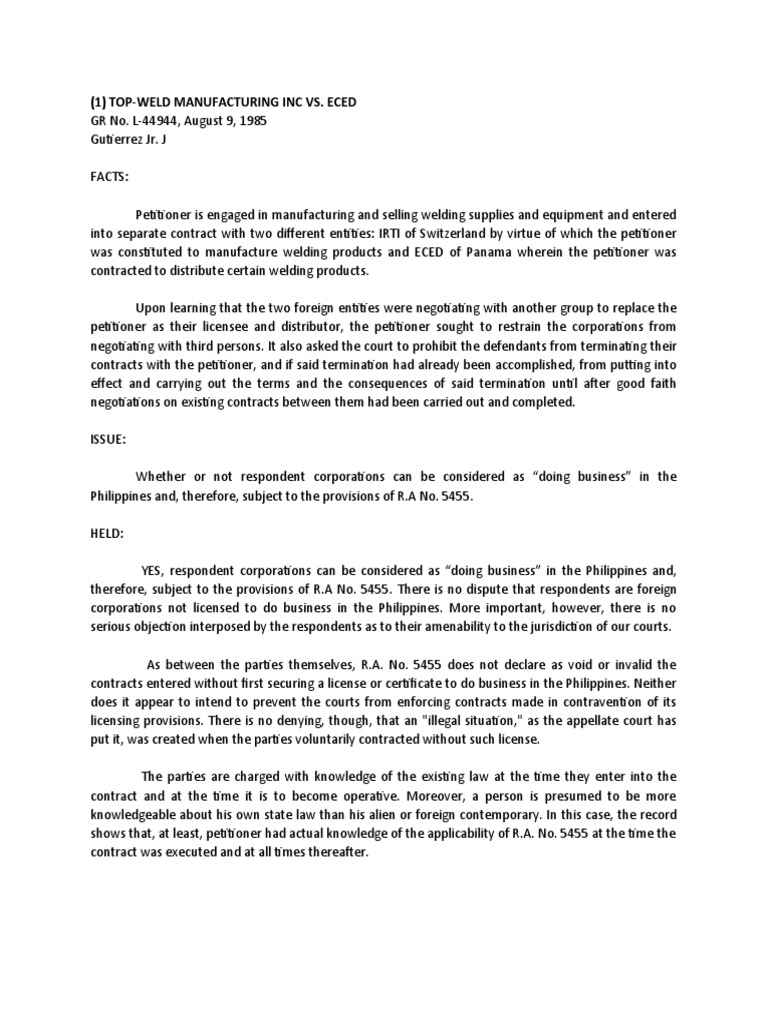 Commercial Law - Case Digest | PDF | Stocks | Piercing The Corporate Veil