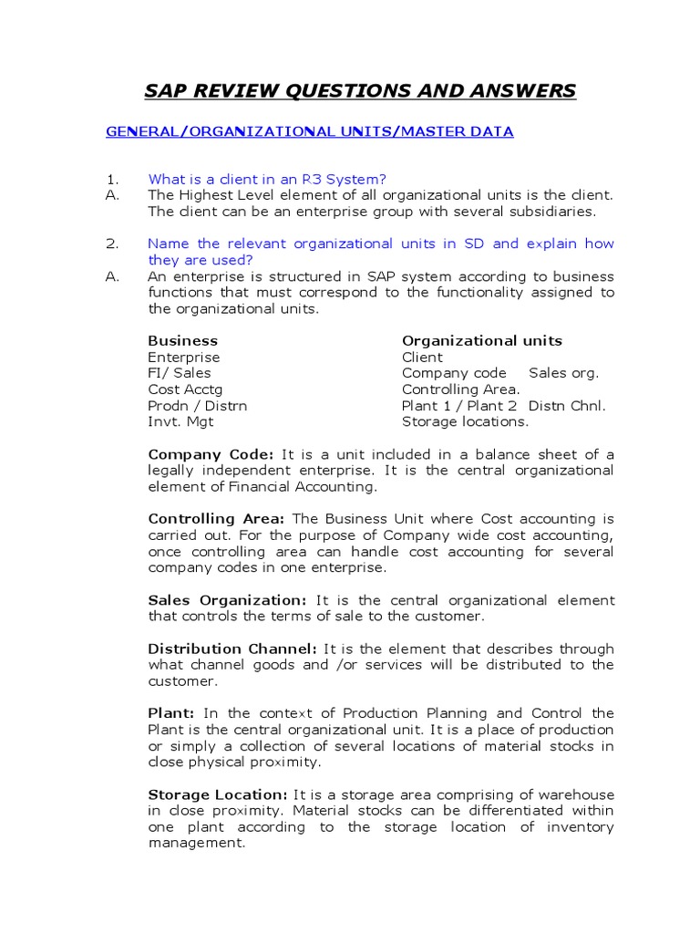 Sap Review Questions and Answers2 | PDF | Invoice | Pricing